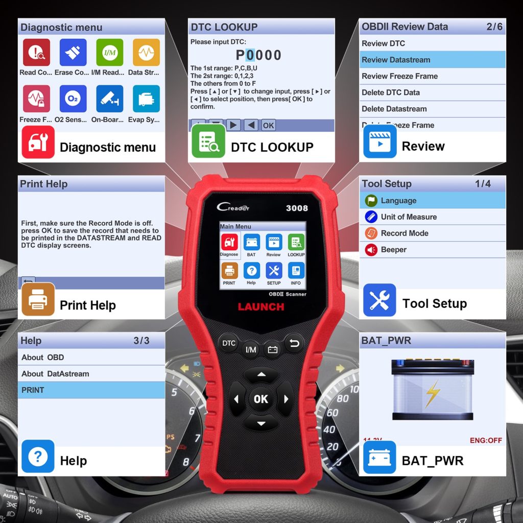 LAUNCH X431 CR3008 OBD2 Automotive Scanner OBDII Lifetime Free Update ...
